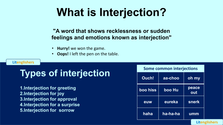 Litenglishers Interjection with Its types and Examples