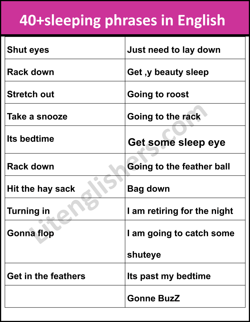 Litenglishers - 100+Sleeping phrases in English