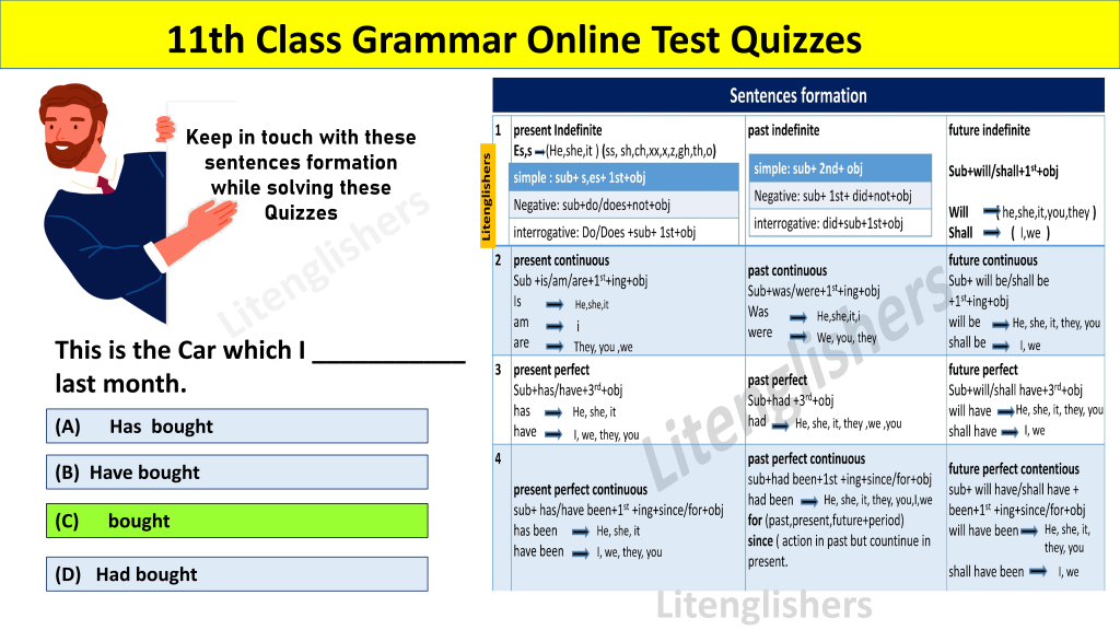 Litenglishers - 11th class English Grammar Quizzes online test