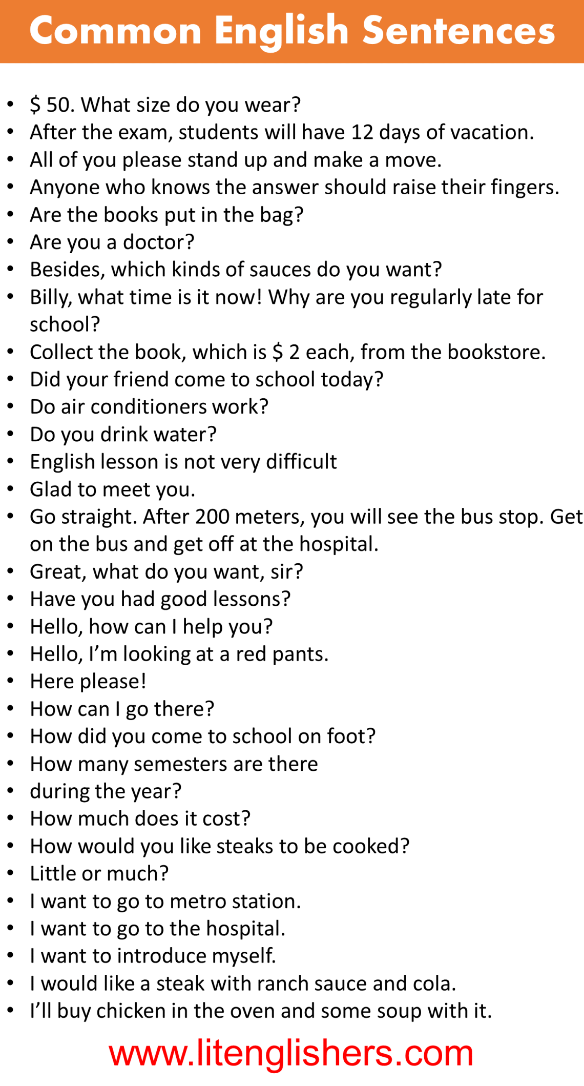 30 Common English Sentences Used in Daily Life