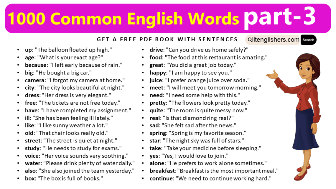 1000 Common English Words Part-3