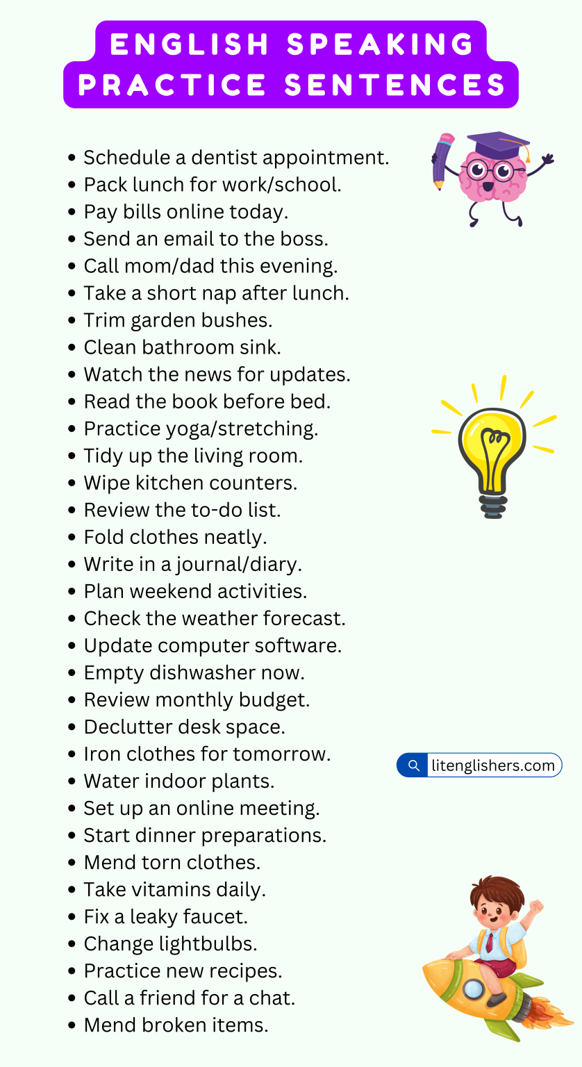 160 English Speaking Practice Sentences