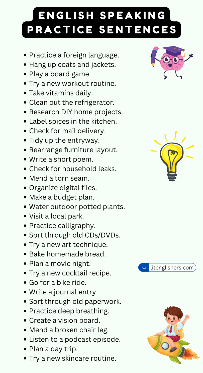 160 English Speaking Practice Sentences