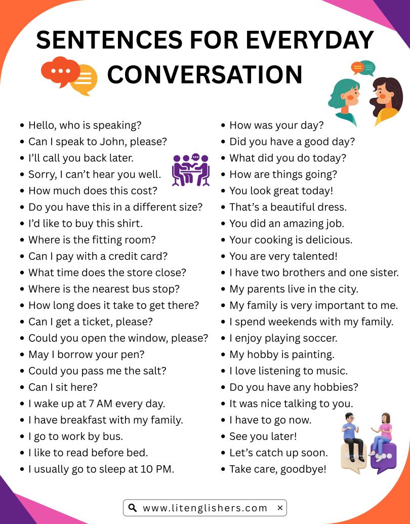 Basic English Sentences for Everyday Conversation - Litenglishers