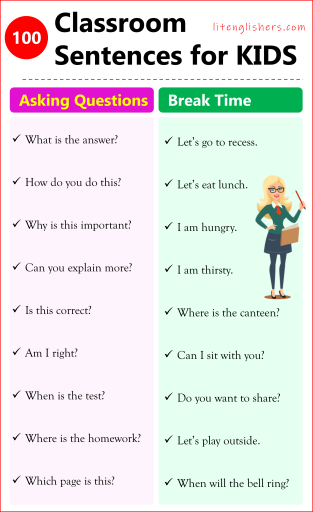 Classroom Sentences for Kids for Daily Use